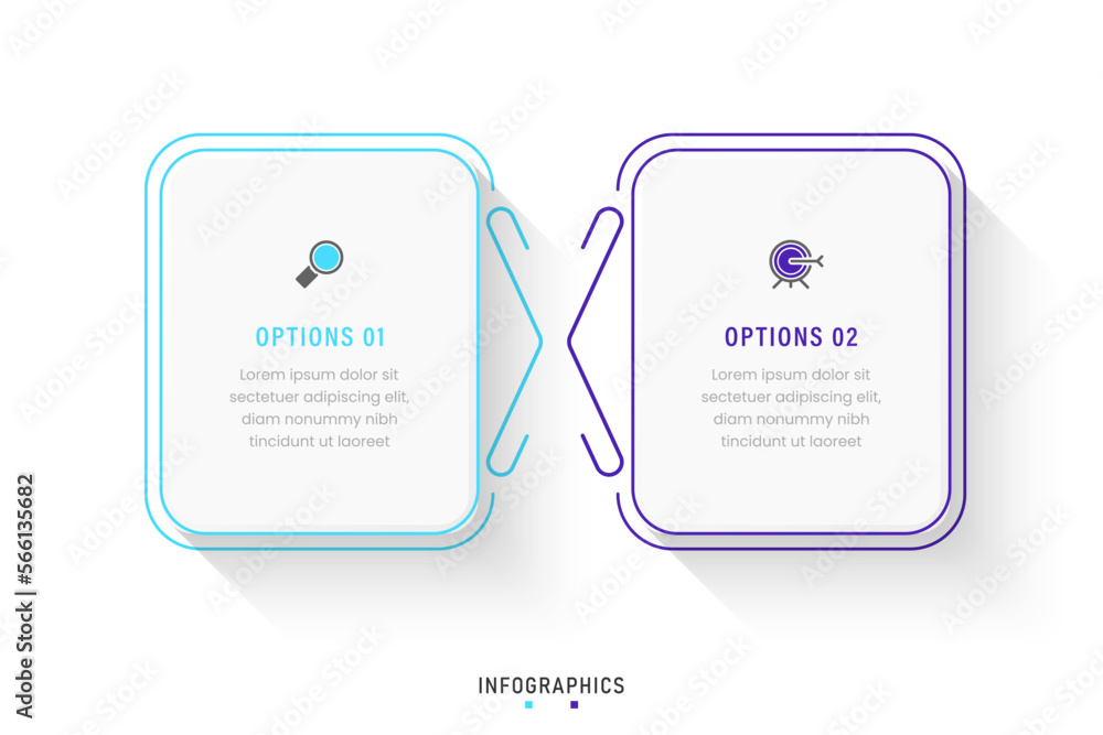 Vector Infographic label design template with icons and 2 options or ...