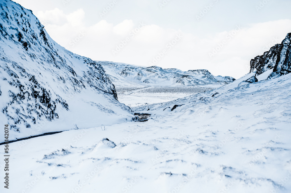 Small hot spring in Hrunalaug, winter Iceland. Bathes in a hot spring ...