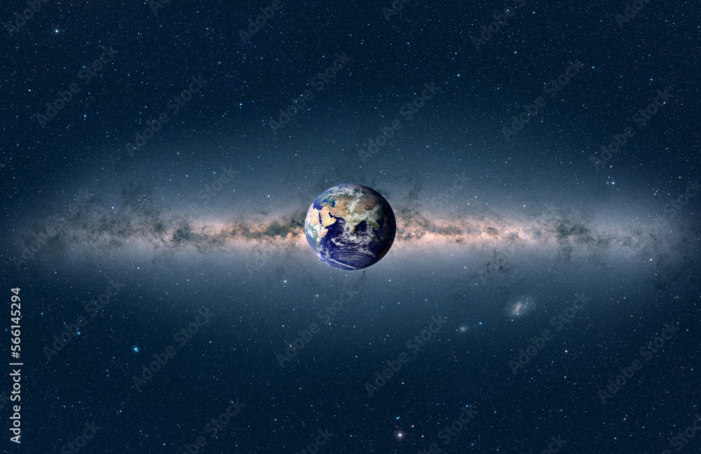 The Earth from space milky way in the background "Elements of this ...