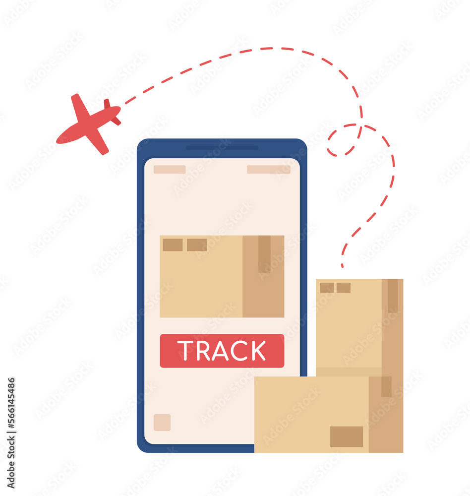Parcel tracking application flat concept vector illustration. Editable ...