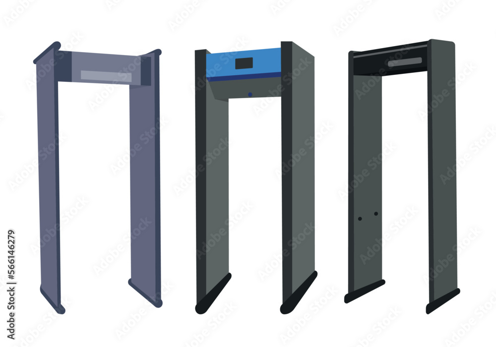 Full Body Metal Detector Machine Illustrations Clip Art Set. Hi-Quality ...
