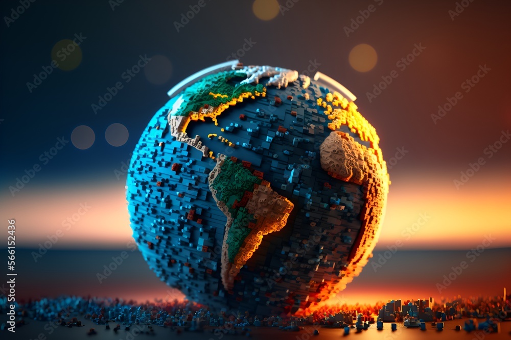 blocks earth Stock Illustration | Adobe Stock