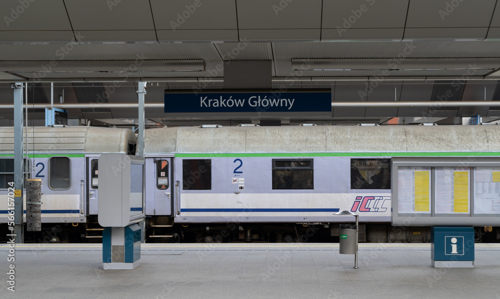 PKP Intercity passenger train at Kraków Główny Main Railway Station ...