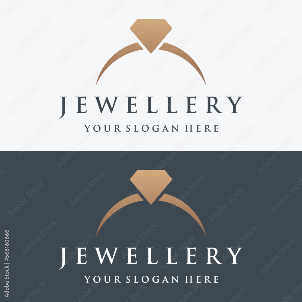 Jewelry ring abstract logo template design with luxury diamonds or gems ...