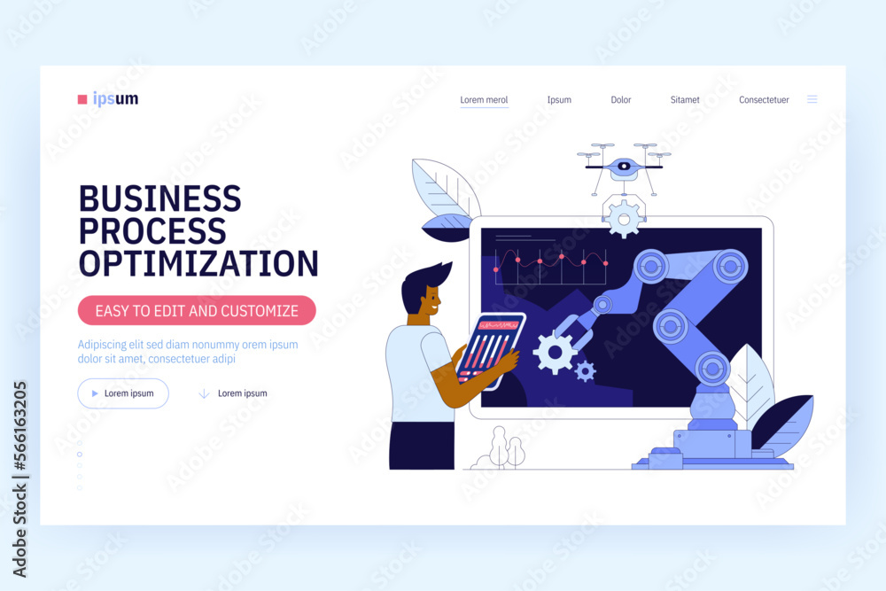 Automation business process vector illustration. Company strategy. Work ...