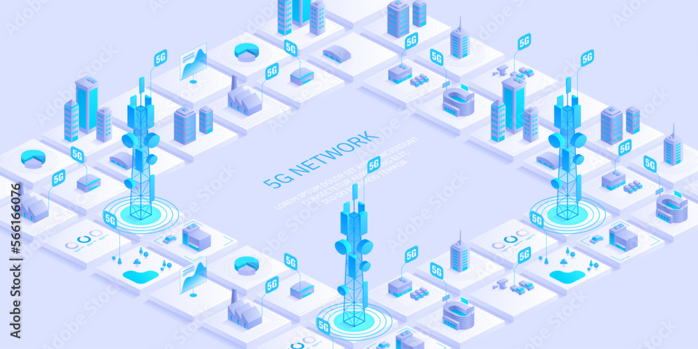 5g network technology concept. Wireless mobile telecommunication ...