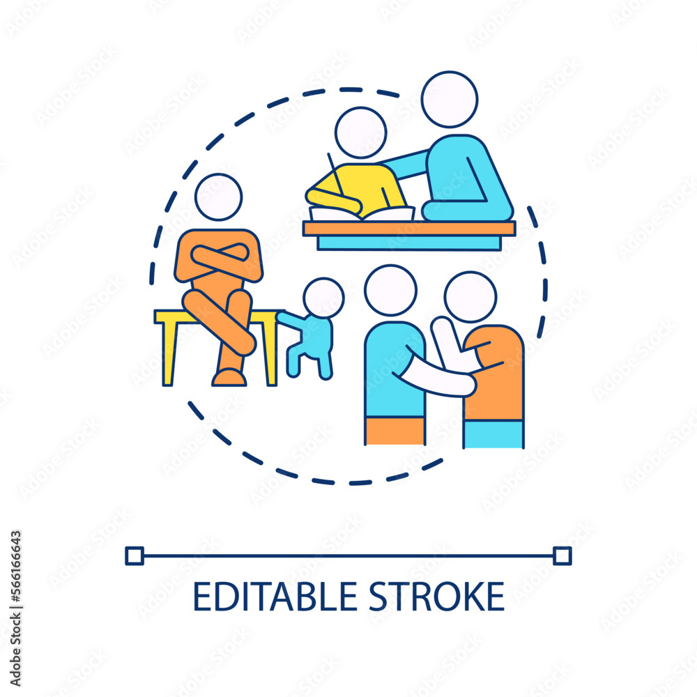 Show support to your child concept icon. Do not ignore kid problems ...