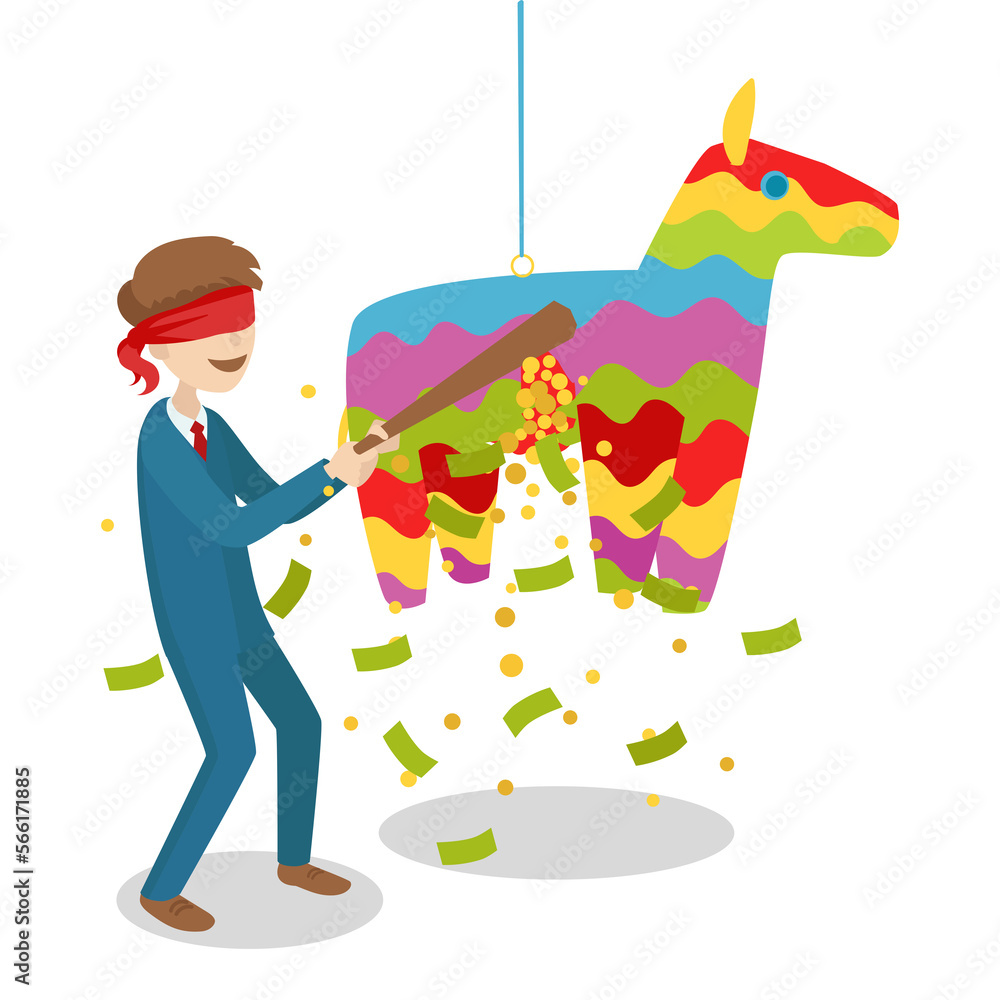 Businessman breaks the pinata cartoon PNG illustration with transparent ...