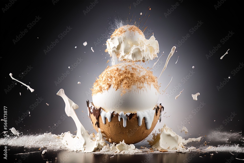 Creamy sorbet made with coconut Photograph of a coconut-explosion ice ...