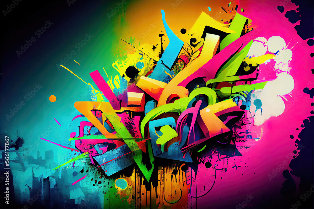 Wild colorful graffiti style spray paint texture background (Generative ...