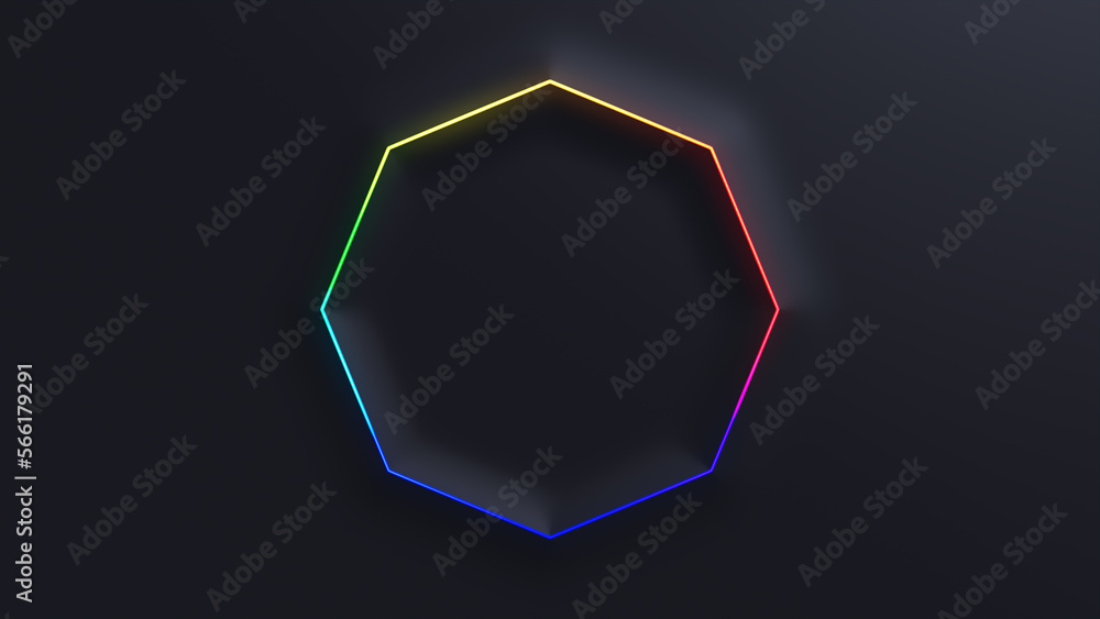 Black Surface with Embossed Shape and Rainbow Illuminated Trim. Tech ...