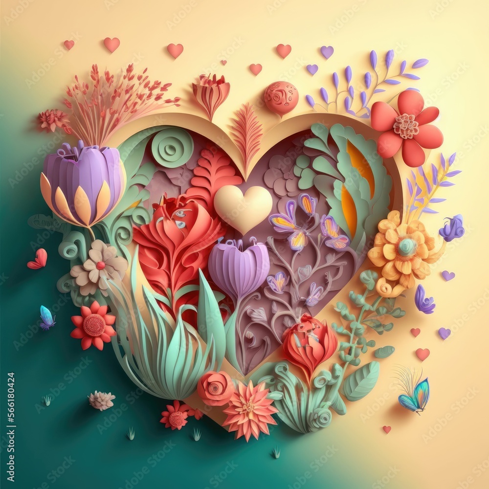 Spectacular heart in flowers on black background. For Valentines Day ...