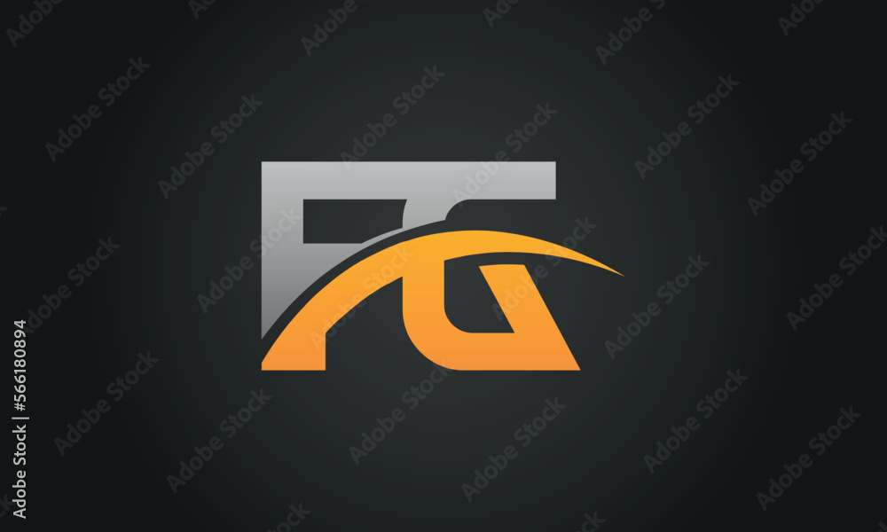 Initial Letter FG Logo Design With Swoosh Vector Illustration. Stock ...