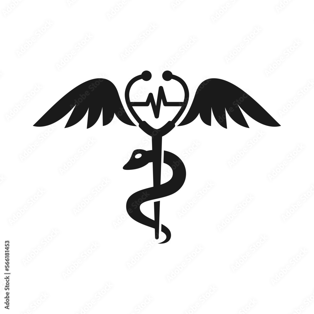 Vetor de Caduceus with Stethoscope symbol. Caduceus medical ...