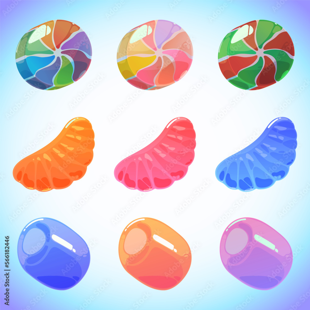 Vecteur Stock Set of nine objects for interface design. Bright multi ...