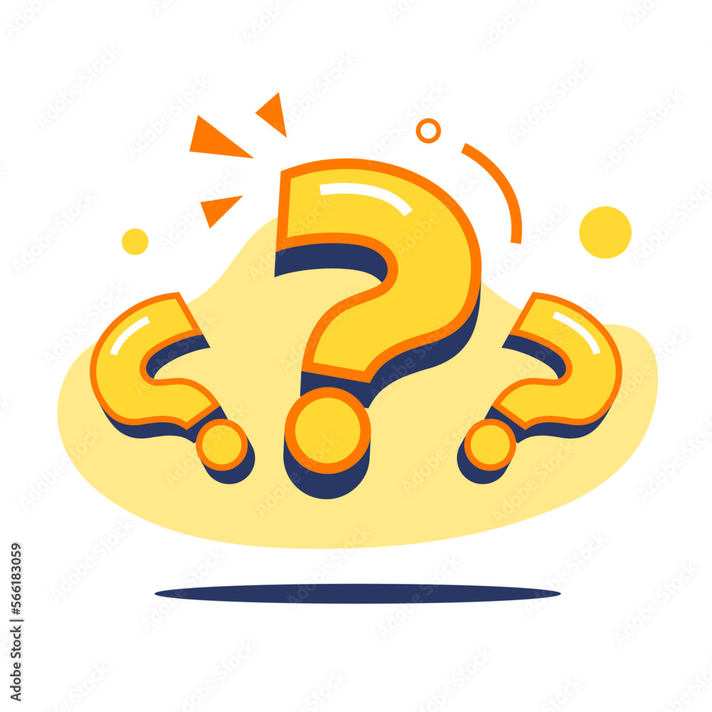 question mark with 3d cartoon text effect concept illustration flat ...