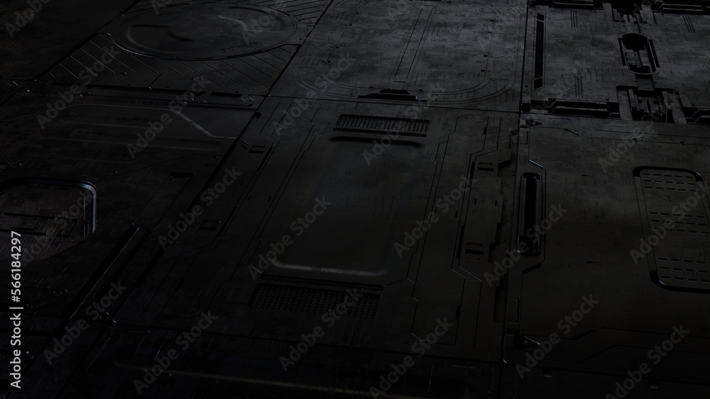 Black, Tech Wallpaper with Sci-Fi 3D Panels. Dark, Futuristic style. 3D ...
