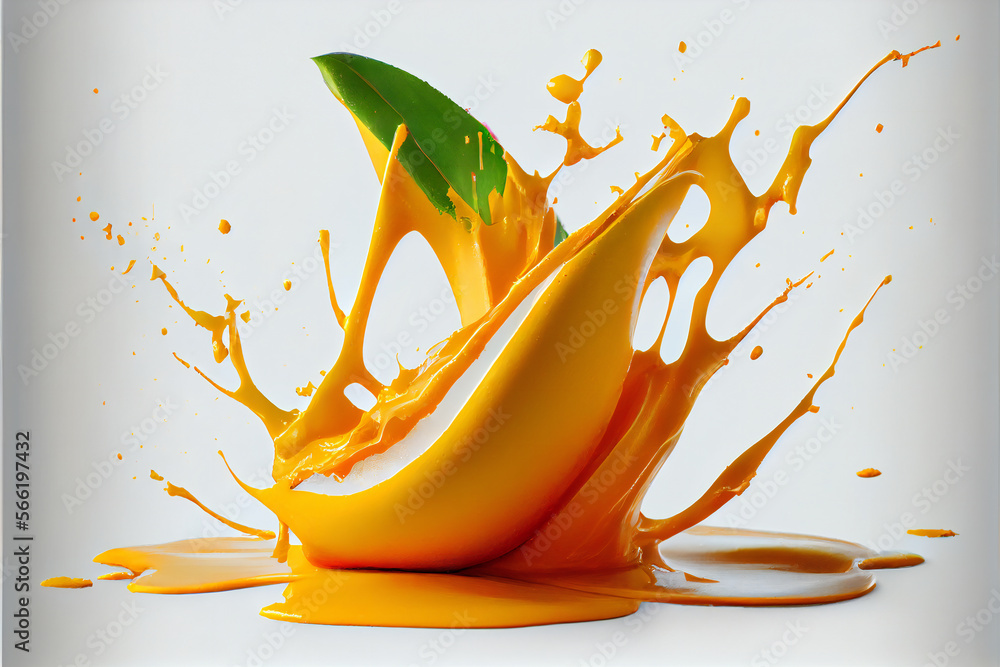 Delicious Mango Dripping in Mango Juice and Splashed on White ...