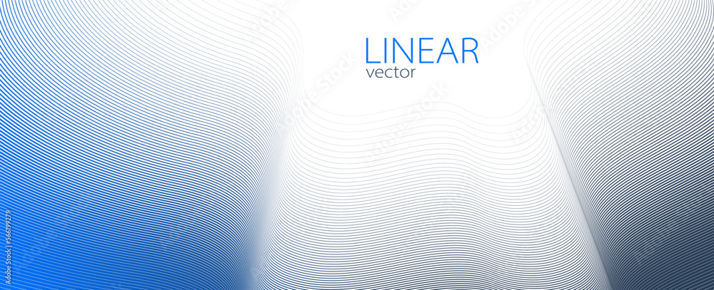 Blue lines in 3D perspective vector abstract background, dynamic linear ...