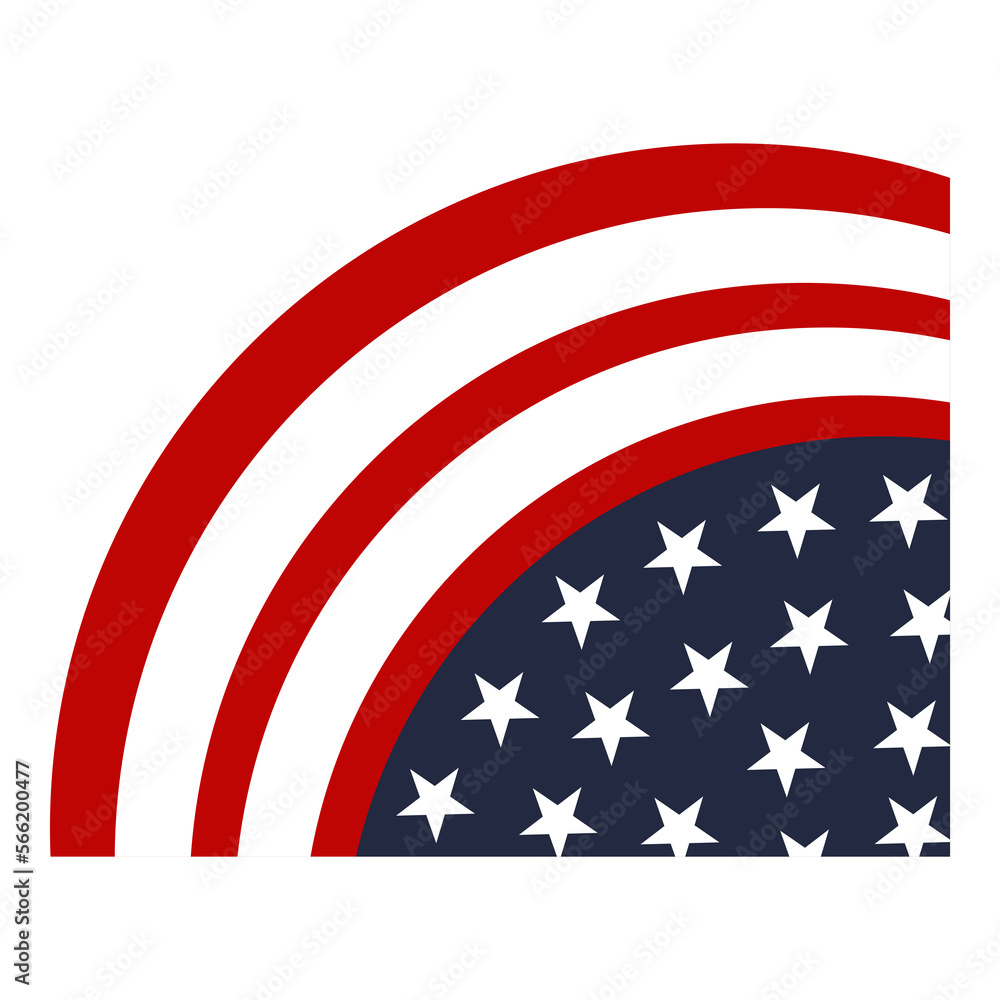 usa flag in semi circle shape illustration for corner border and frame ...