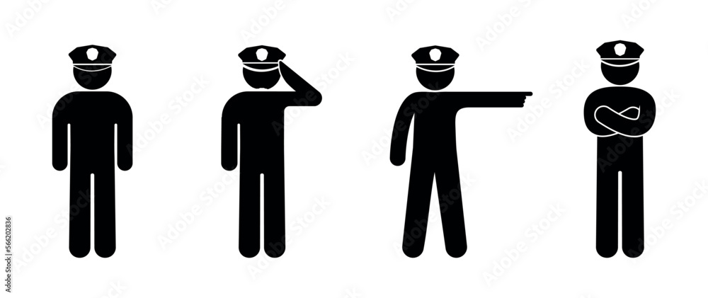strict policeman illustration, stick figure man icon Stock Vector ...
