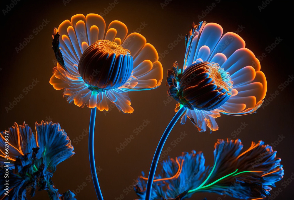 Ai-Generated 3D Neon Flower Render: An Illuminated Visual Artwork of ...