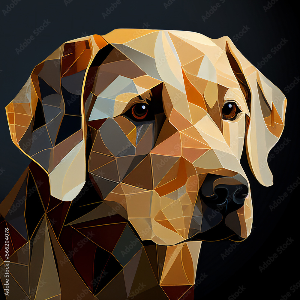 Geometric Labrador head with a dog face in a polygon abstract pattern ...