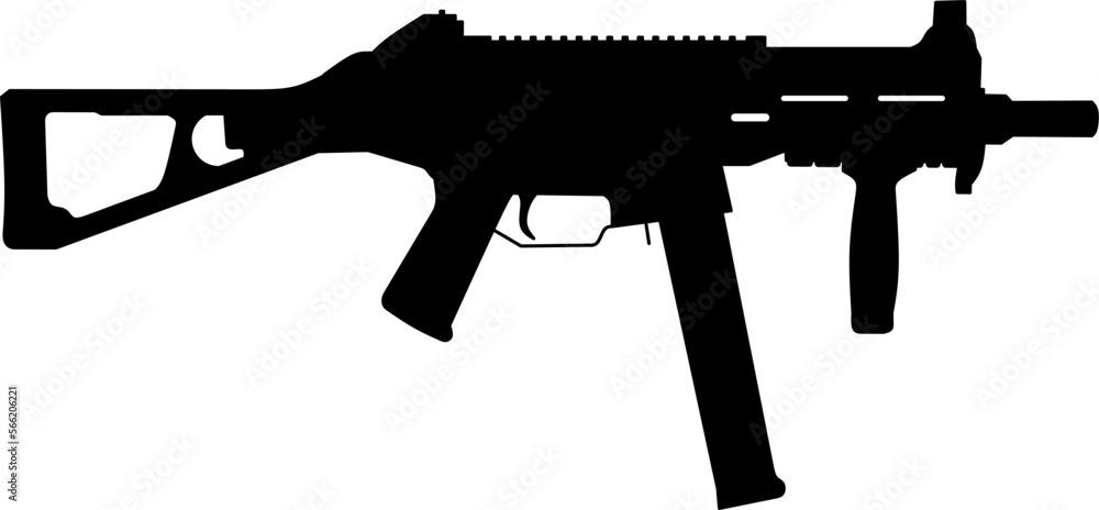 vector silhouette of HK UMP 45 submachine gun Stock Vector | Adobe Stock