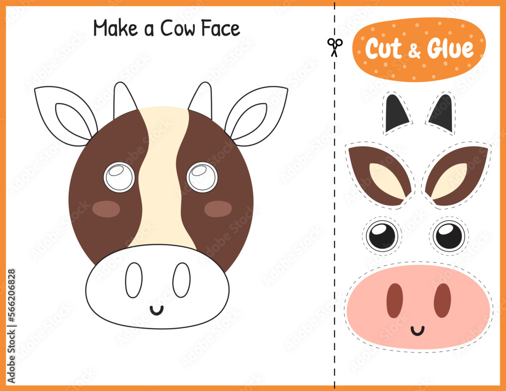 Make A Cow Face Funny Game For Kids Cut And Glue Educational Activity make-a-cow-face-funny-game-for-kids-cut-and-glue-educational-activity