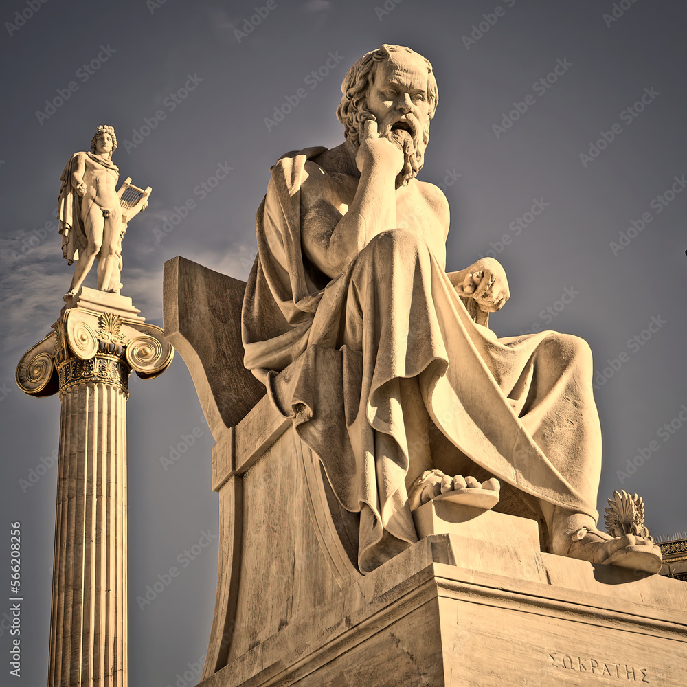 Socrates, the philosopher and Apollo god of Arts marble statues ...