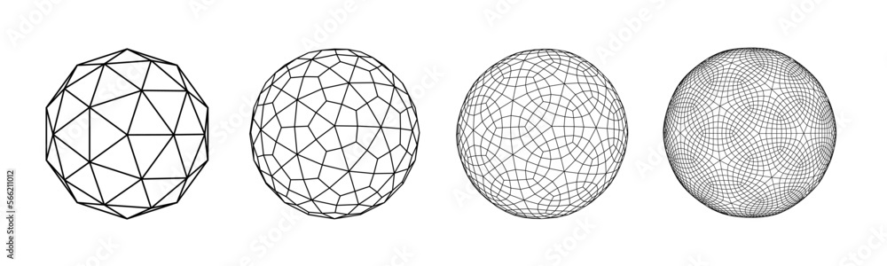 Vetor de Wireframe Sphere with connected lines PNG. Abstract 3d grid ...