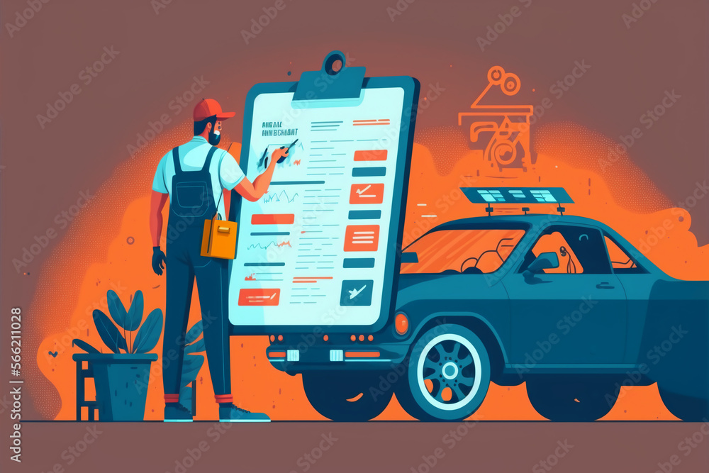 Mechanic check list to the clipboard insurance. Generative AI ...