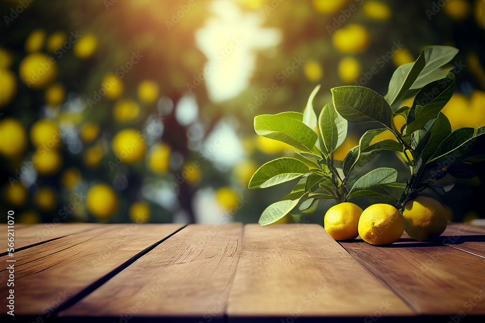 Lemon tree garden background created with generative Ai technology ...