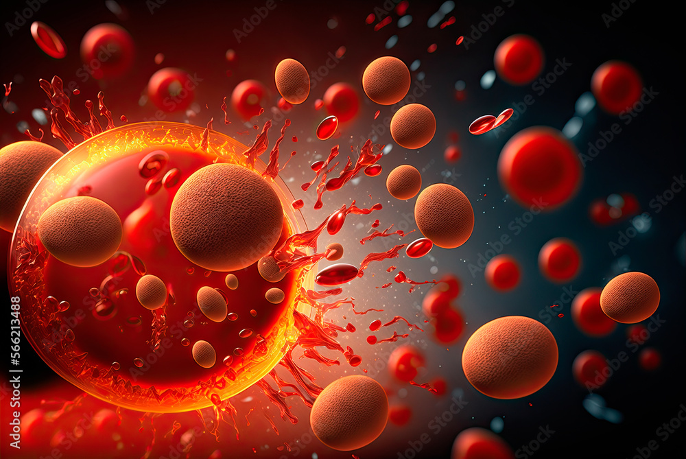 Microscopic view of blood plasma flowing through arteries and veins ...