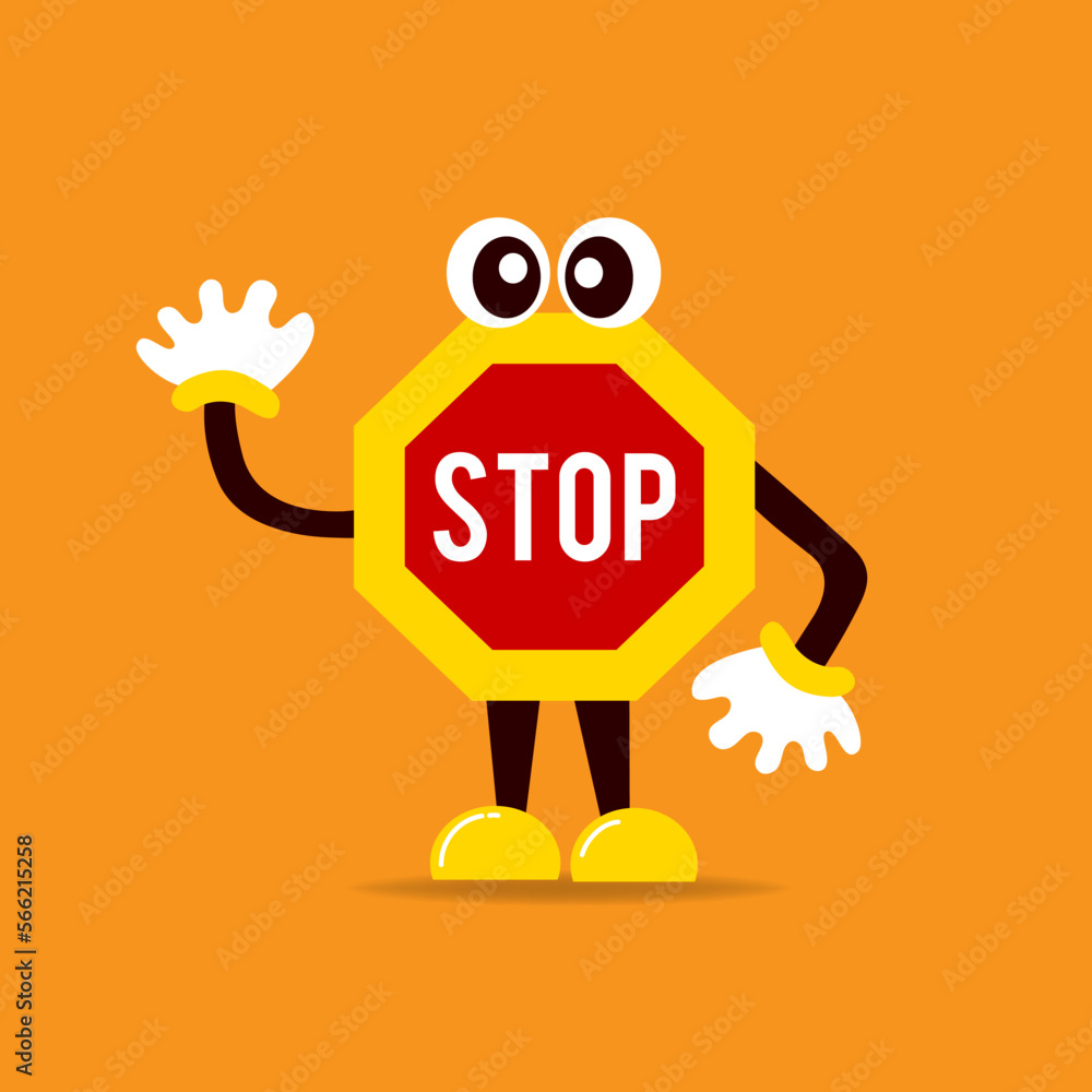 Vector cartoon stop sign Stock Vector | Adobe Stock