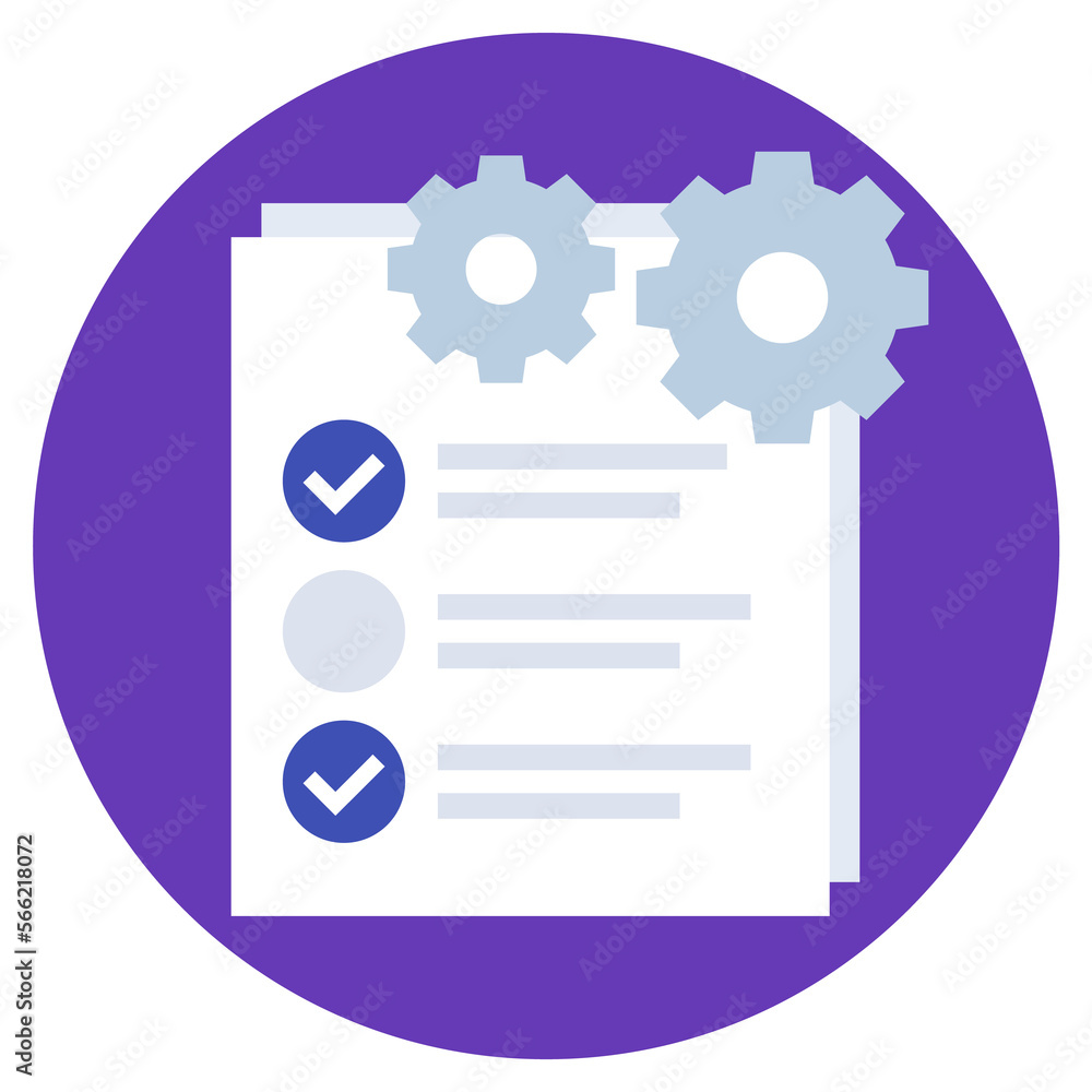 check list icon with gear, project execution Stock Illustration | Adobe ...