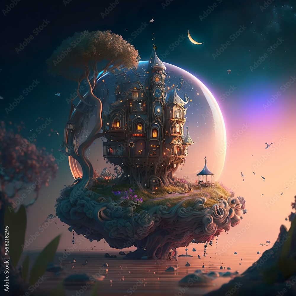 Anime Treehouse Wonderland: A Dreamy Home Built on Top of a Giant Tree ...