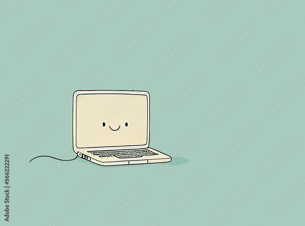 Cartoon laptop with smiling face. Grimaces.. Stock Illustration | Adobe ...