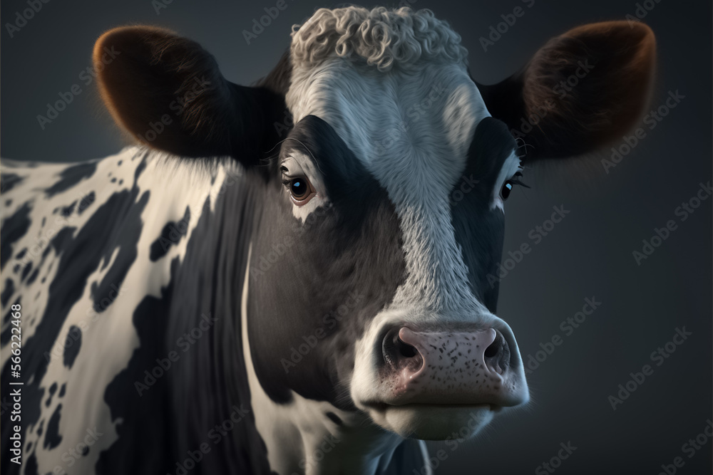 Cow closeup view. Animal husbandry. Holstein cow. Dutch cow. generative ...