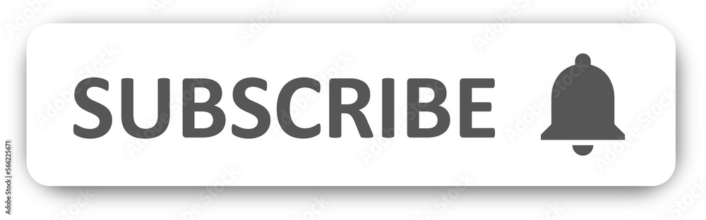 Subscribe button and bell icon for youtube. social media icon/symbol. White color 3D glossy ...