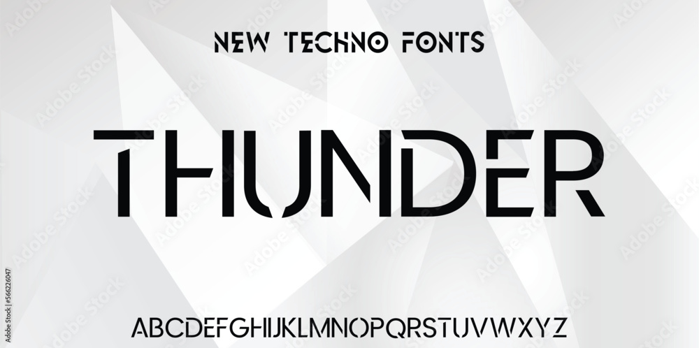 THUNDER Abstract digital modern alphabet fonts. Typography technology ...