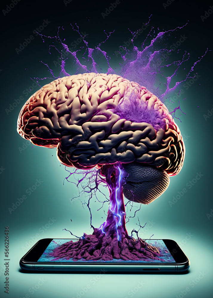 Enslaved by thechnology. Smartphone controling human brain. Mind ...