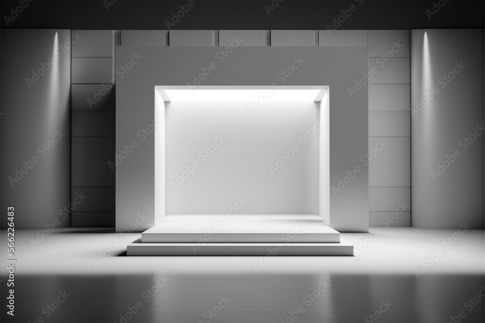 Illuminated cube stage background for product presentation mock-ups ...