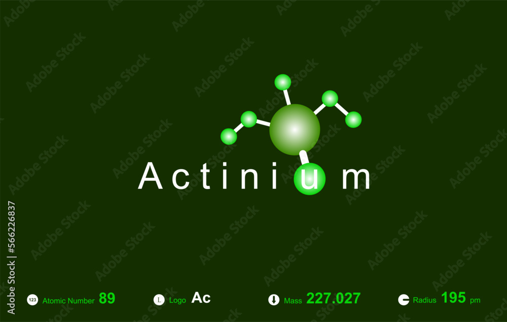 Modern logo design for the word "Actinium" which belongs to atoms in ...