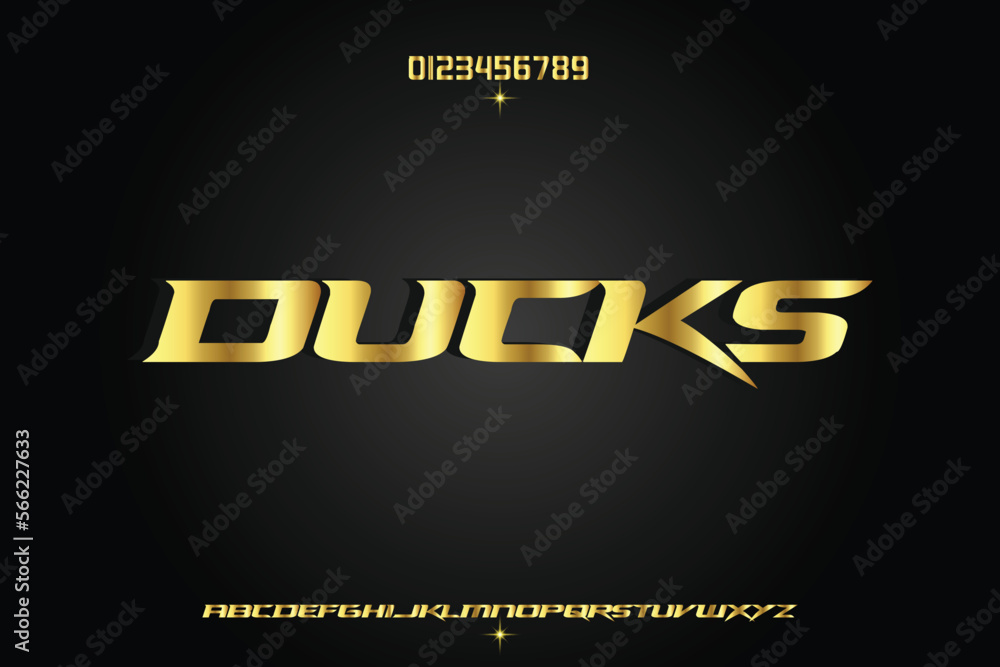 Ducks elegant golden alphabet letters font set. Classic Custom gold ...