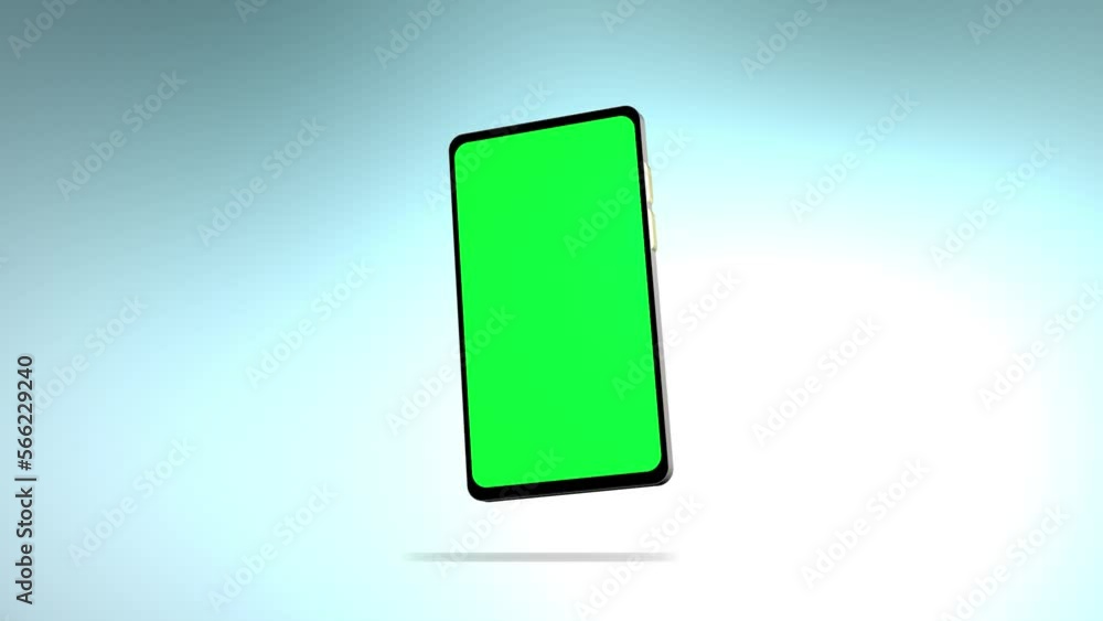 Smartphone with green screen isolated on white background. 4K animation ...