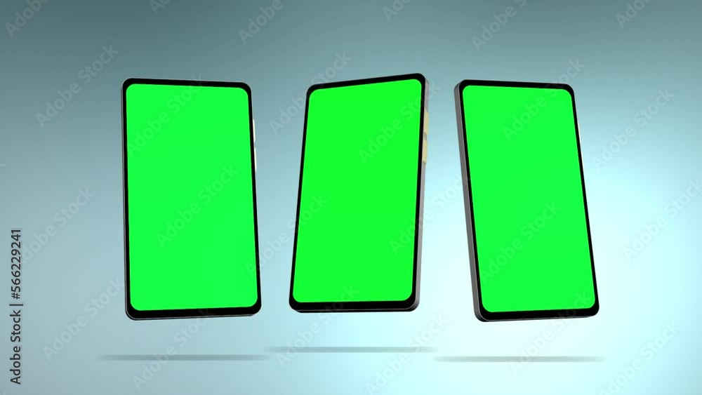 Smartphone with green screen isolated on white background. 4K animation ...