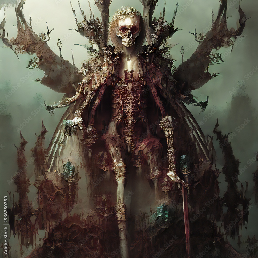 skeleton god, undead lord, digital illustration, Generative AI. Stock ...