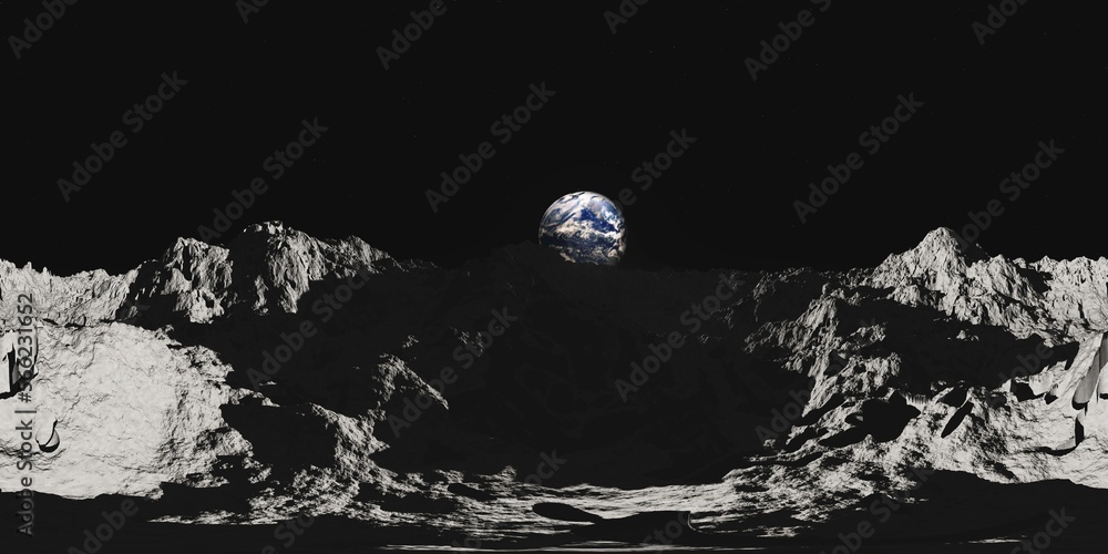 Lunar landscape. HDRI . equidistant projection. Spherical panorama ...