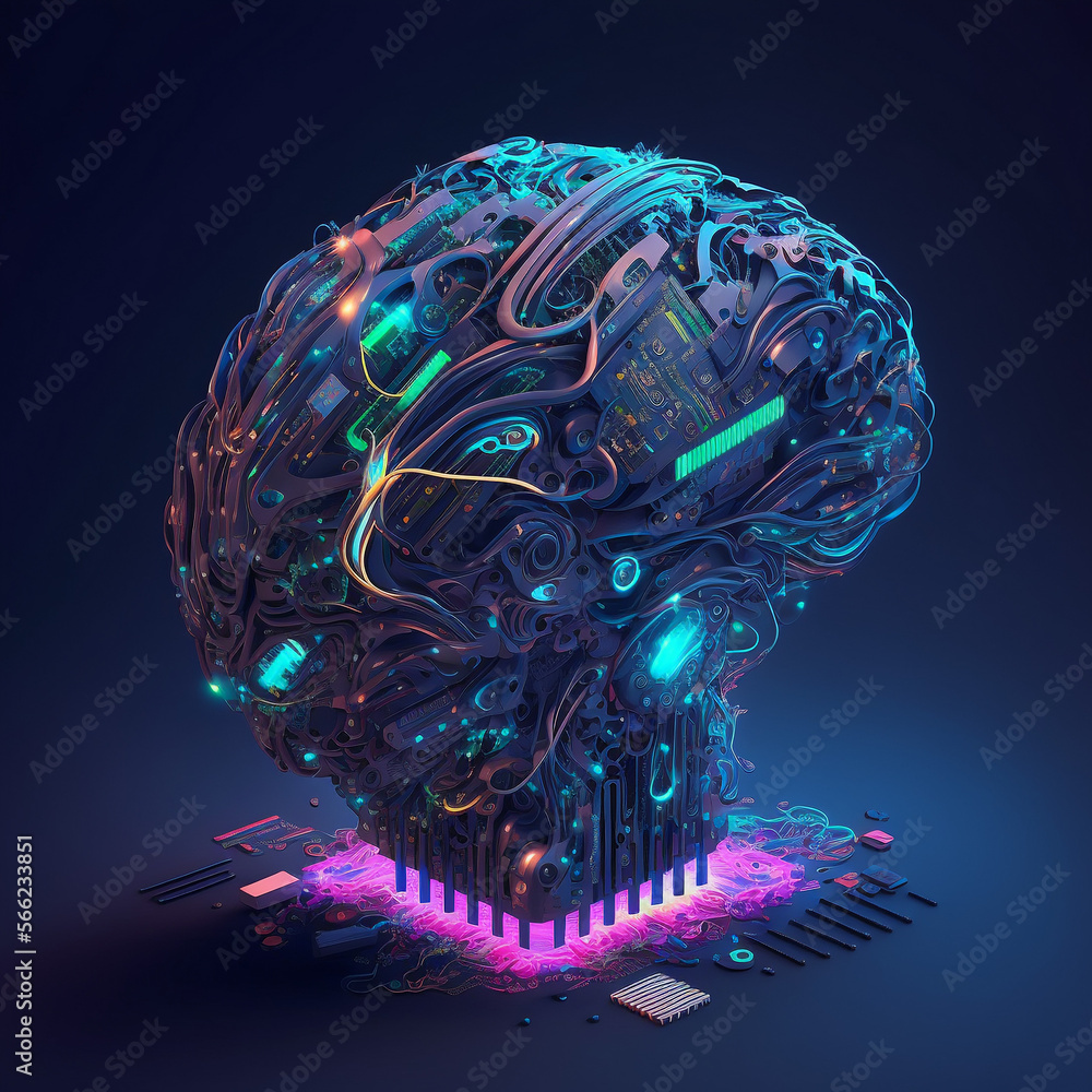 AI generative brain illustration depicts the complex and intricate ...